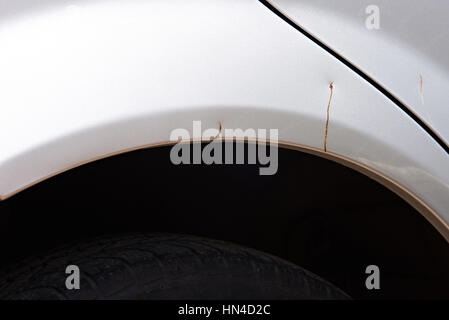 Scratch on car with silver paint Stock Photo - Alamy