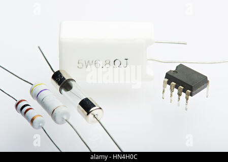 Close-up of fuse and resistor on circuit board Stock Photo: 74797279 ...