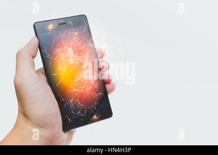 Over heat smartphone, mobilephone explosion and burn, blow up cellphone ...