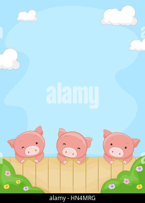 Illustration of cute cartoon blue pigs Stock Photo - Alamy