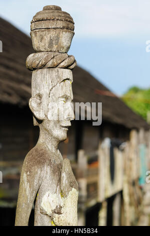Traditional Dayak tribal culture. Detail Dayak house - longhouse in ...