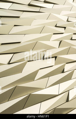 Detail of the cladding of Titanic Belfast museum at the former Harland ...