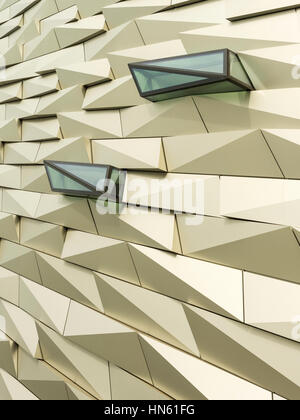 Detail of the cladding of Titanic Belfast museum at the former Harland ...