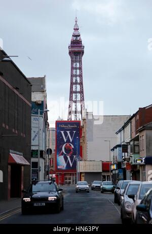 Back street and Blackpool Tower Stock Photo - Alamy