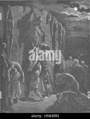 Jabesh Gileadites recover the Bodies of Saul and His Sons. Old ...