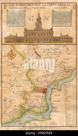 A 1752 map of Philadelphia Stock Photo - Alamy