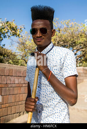 Ethiopian young man with incredible gelled hair, Amhara region ...