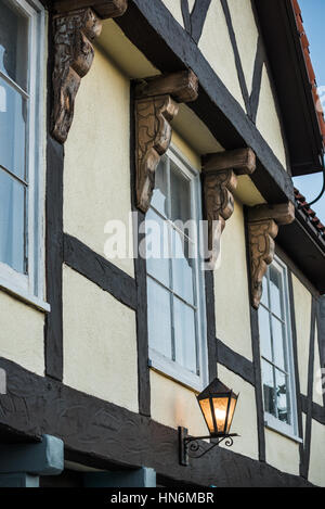 Windows of the Solvang historic, half timbered clock tower. The town's ...