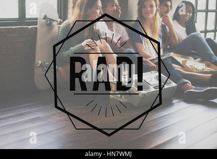 RAD! Vintage Vector Graphic Concept Stock Photo - Alamy