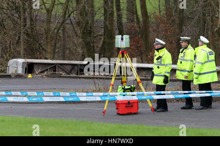 Emergency services near the scene of a bus crash on the A396 Cutcombe ...