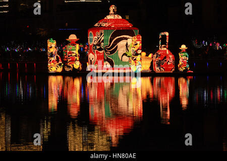 Panzhihua, China. 9th Feb, 2017. The lighting show is held in Miyi ...