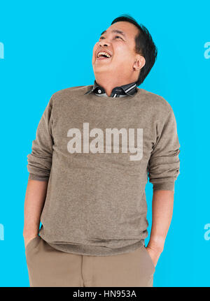 Asian Man Lean Back Laughing Concept Stock Photo - Alamy