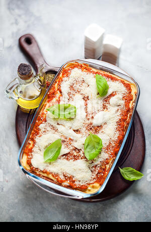 classic vegetarian lasagna on a gray stone background Stock Photo - Alamy