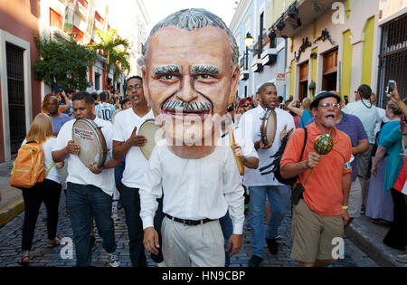 People in masks, San Sebastian Festival parade, San Juan, Puerto Rico ...