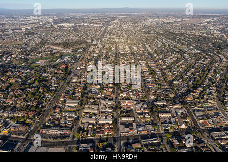 Afternoon aerial view of residential neighborhoods in the south bay ...