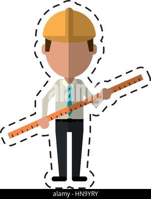 project ruler builder cartoon vector illustration Stock Vector Image ...