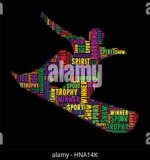 Snowboarding Typography word cloud colorful Vector illustration Stock ...
