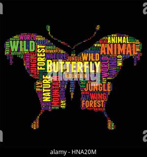 Butterfly Typography word cloud colorful Vector illustration Stock ...