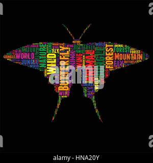 Butterfly Typography word cloud colorful Vector illustration Stock ...