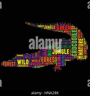 crocodile Typography word cloud colorful Vector illustration Stock ...