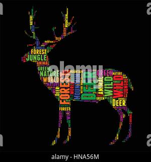 Deer Typography word cloud colorful Vector illustration Stock Vector ...