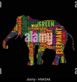 elephant Typography word cloud colorful Vector illustration Stock ...