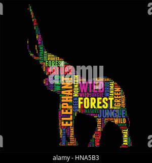 elephant Typography word cloud colorful Vector illustration Stock ...
