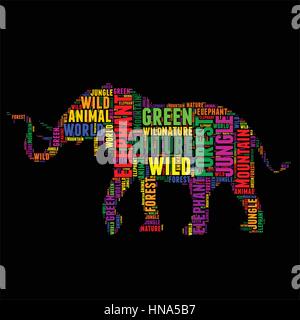 elephant Typography word cloud colorful Vector illustration Stock ...