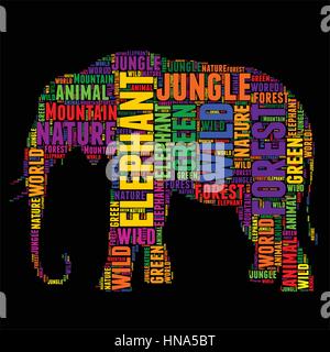 elephant Typography word cloud colorful Vector illustration Stock ...