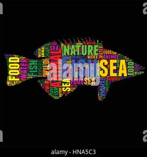 Fish Typography word cloud colorful Vector illustration Stock Vector ...