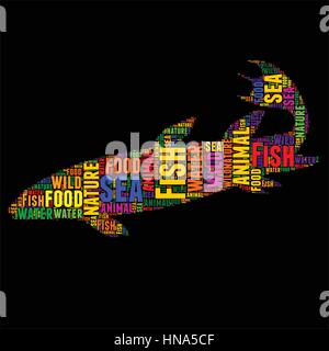 Fish Typography word cloud colorful Vector illustration Stock Vector ...