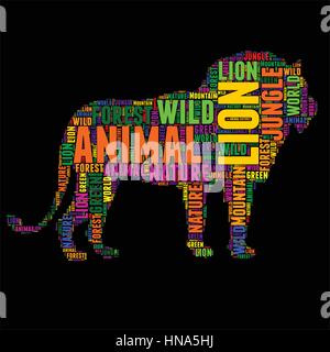 lion Typography word cloud colorful Vector illustration Stock Vector ...