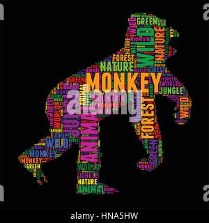 monkey Typography word cloud colorful Vector illustration Stock Vector ...