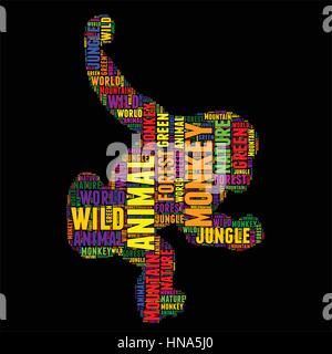 monkey Typography word cloud colorful Vector illustration Stock Vector ...