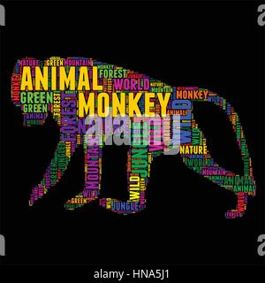 monkey Typography word cloud colorful Vector illustration Stock Vector ...