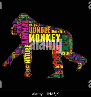 monkey Typography word cloud colorful Vector illustration Stock Vector ...