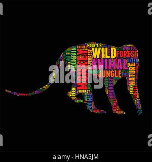 monkey Typography word cloud colorful Vector illustration Stock Vector ...