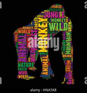monkey Typography word cloud colorful Vector illustration Stock Vector ...