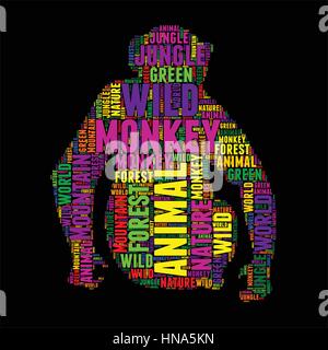 monkey Typography word cloud colorful Vector illustration Stock Vector ...