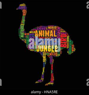 Ostrich Typography word cloud colorful Vector illustration Stock Vector ...