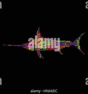 swordfish Typography word cloud colorful Vector illustration Stock ...
