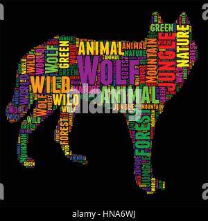 Wolf Typography word cloud colorful Vector illustration Stock Vector ...