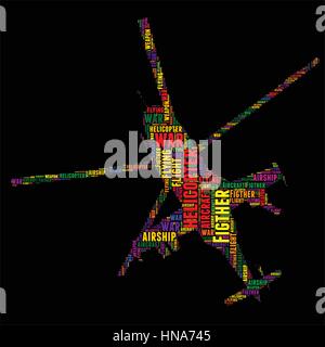helicopter Typography word cloud colorful Vector illustration Stock ...