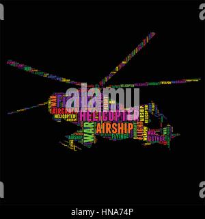 helicopter Typography word cloud colorful Vector illustration Stock ...
