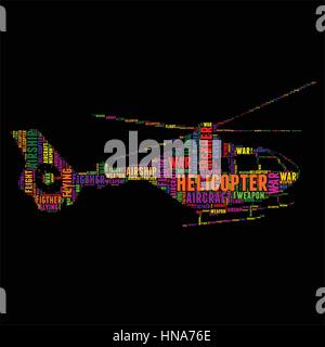 helicopter Typography word cloud colorful Vector illustration Stock ...