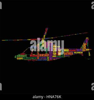 helicopter Typography word cloud colorful Vector illustration Stock ...