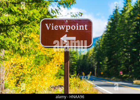 viewpoint sign and arrow with forest background Stock Photo - Alamy