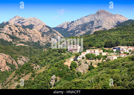 The village of Piana and hotel les roches rouges, Corsica, France Stock ...