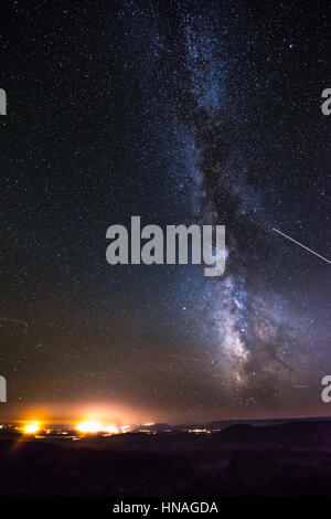 Big and blue milky way over field at night Stock Photo - Alamy