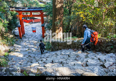 Kumano Kodo pilgrimage route. Kamikura jinja Shrine. Kamikurayama ...